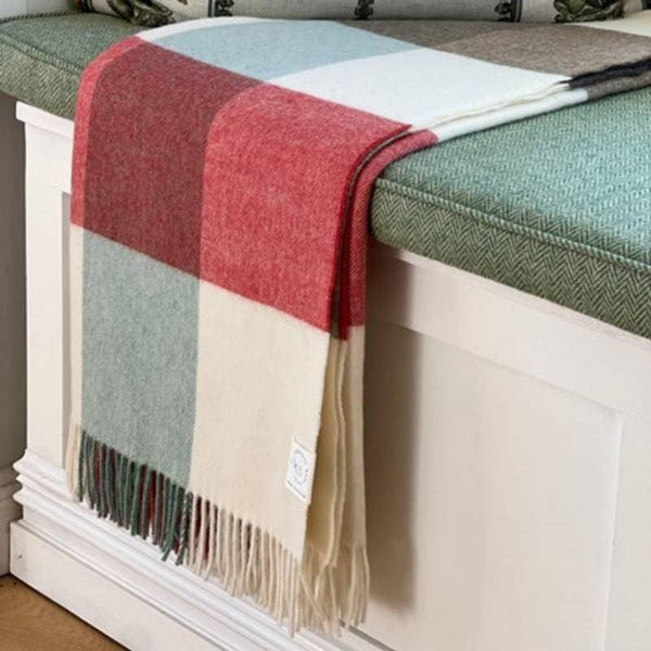 Checkboard Islay Merino Wool Throw 185x140cm in orange - Bolt of Cloth