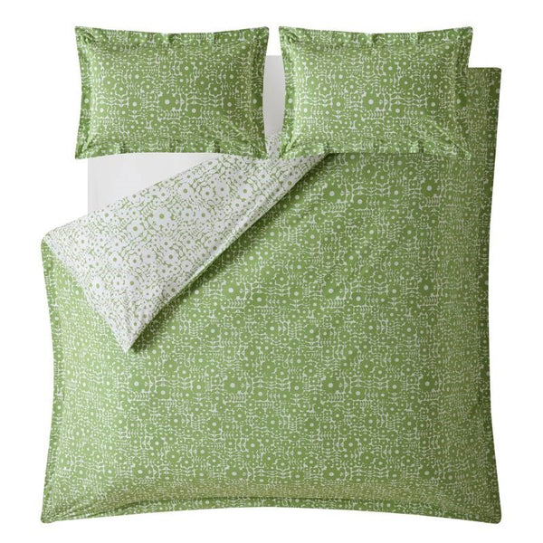 Criss Cross Stem Bedding Set in basil green - Bolt of Cloth