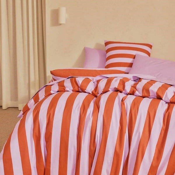 Striped Quilt Cover in grapefruit stripes - Bolt of Cloth
