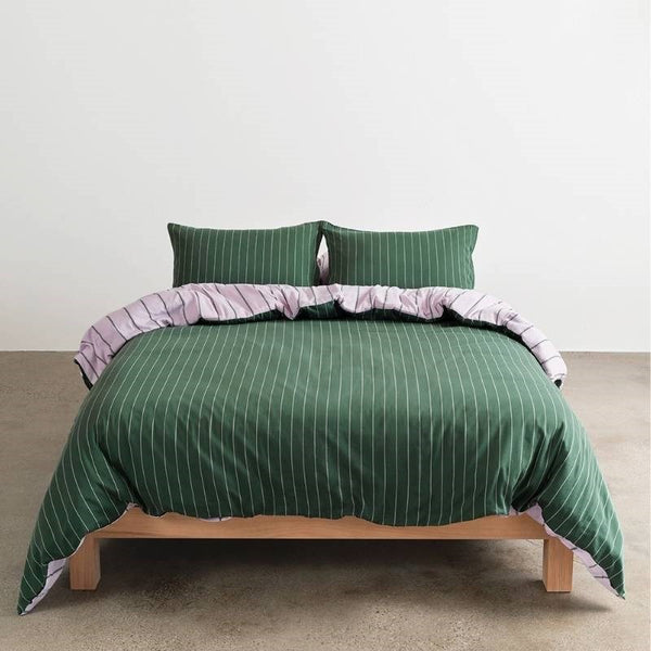 Striped Quilt Cover in violet, clover - Bolt of Cloth