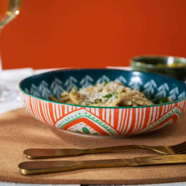Pasta Bowl 21cm in mixed folk - Bolt of Cloth