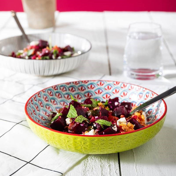 Pasta Bowl 21cm in geometric line - Bolt of Cloth