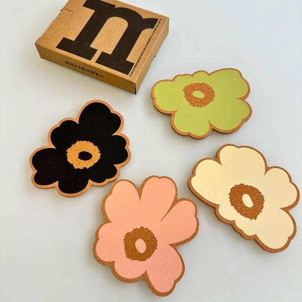 Unikko Cork coaster 12cm 4 pcs in multi assortment - Bolt of Cloth