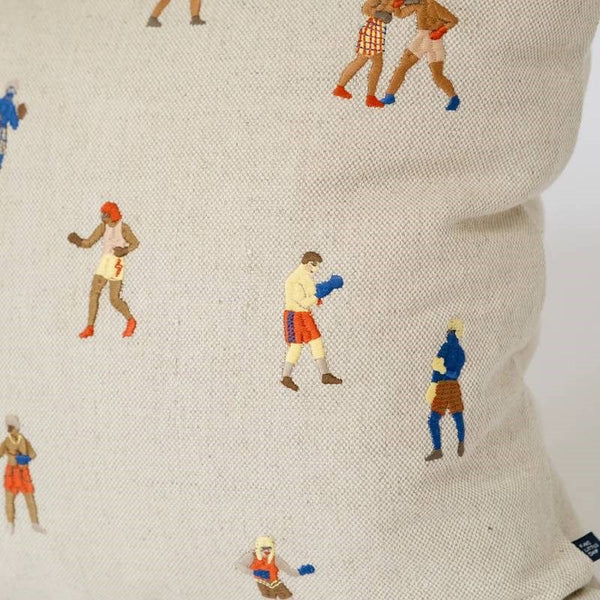 Boxers Embroidered Cushion Cover 48cm - Bolt of Cloth