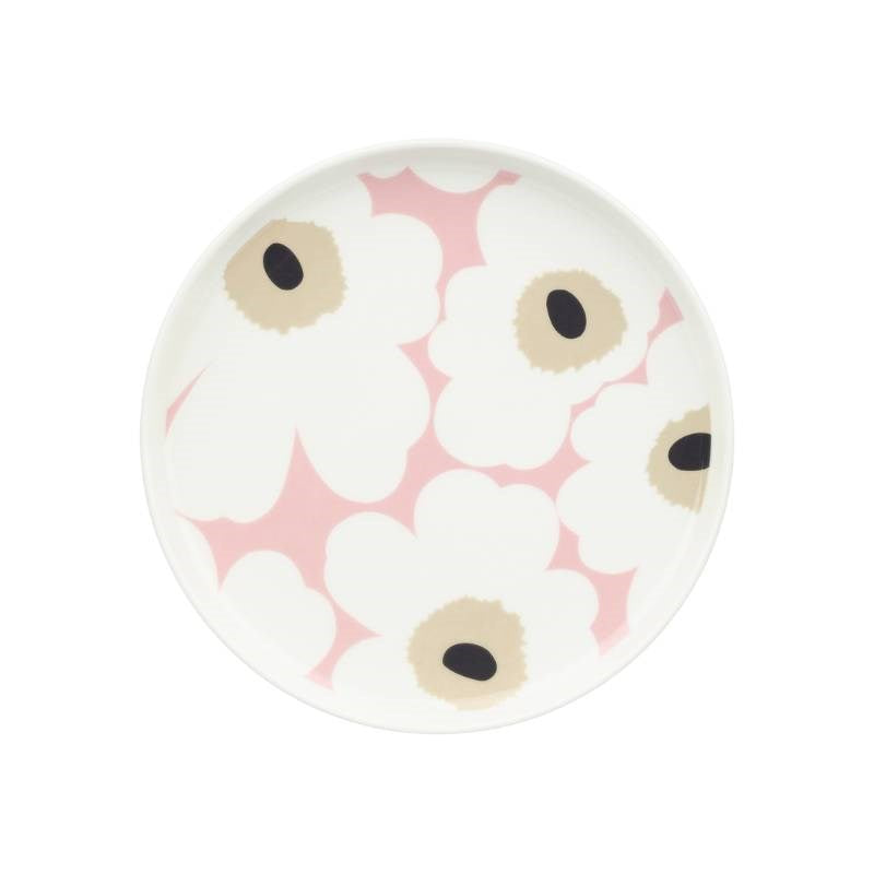 Oiva Unikko Plate 20cm in off white, pink, sand, charcoal - Bolt of Cloth