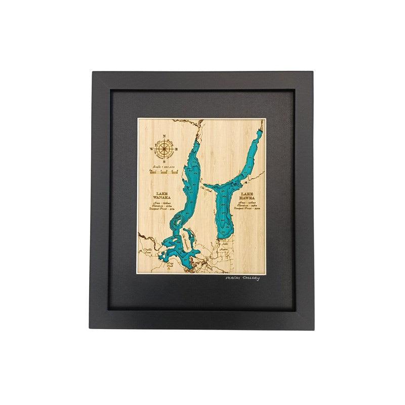 Lake Wanaka & Lake Hawea 3D Wooden Map - Small - Bolt of Cloth