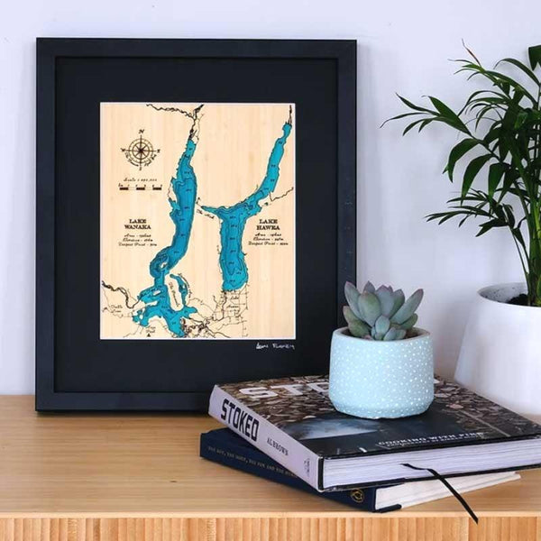 Lake Wanaka & Lake Hawea 3D Wooden Map - Small - Bolt of Cloth